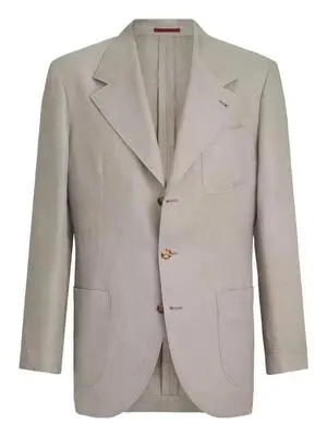 Brunello Cucinelli Linen Micro Chevron Unlined Blazer - Neutrals
