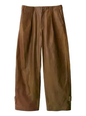 Burberry Pleated Leather Trousers - Brown