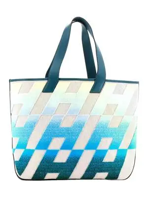 Hermès Cabas H En Biais Tufted Motif 40 Tote Bag - Blue