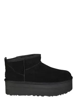 UGG Classic Ultra Mini Platform Suede Boots - Black