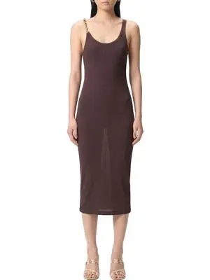 Pinko Midi Dress In Stretch Cotton - Brown