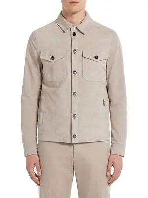 MOORER Suede Jacket - Brown