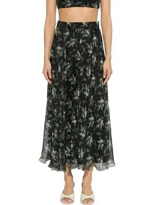 Dolce & Gabbana Floral Print Maxi Skirt - Black
