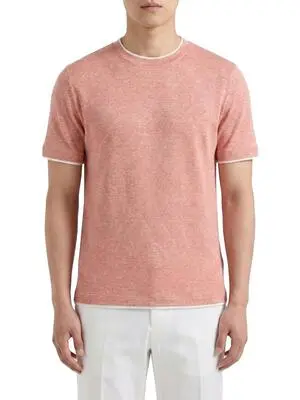 Brunello Cucinelli Linen T-shirt - Peach