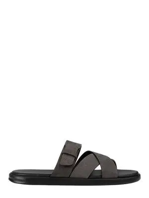 DOUCAL'S Grained Leather Sandals - Grey