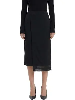 Carven Wrap Skirt With Mesh Detail - Black