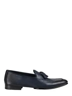 DOUCAL'S Doucal's Hammered Leather Loafer With Tassels Blue