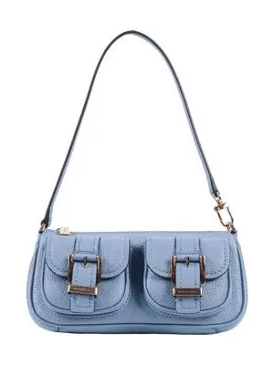 Michael Kors Michael Kors Leather Baguette Bag With Buckle Detail Gnawed Blue