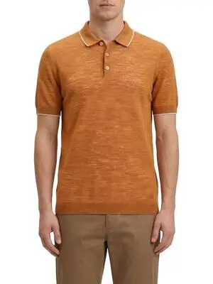 BROOKSFIELD Linen Blend Polo Shirt - Orange
