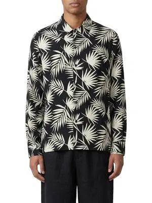 LANEUS Printed Viscose Shirt - Black
