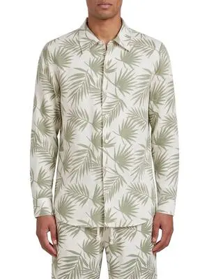 LANEUS Printed Viscose Shirt - White
