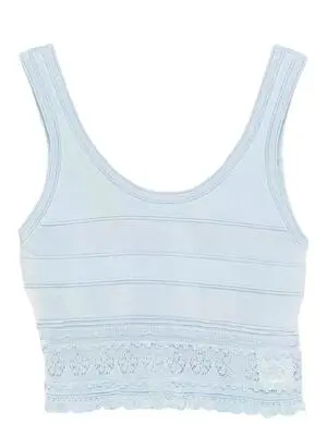 Sandro Lace-trim Knit Crop Top - Blue