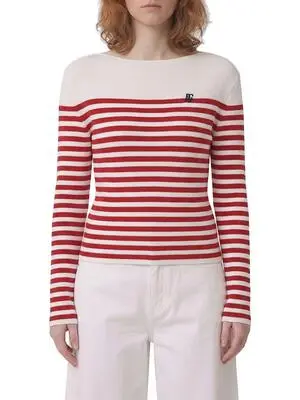 Alberta Ferretti Striped Cotton Crew-neck Pullover - Red
