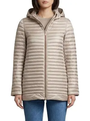 SAVE THE DUCK Quilted Jacket With Hood - Beige