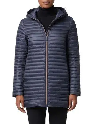 SAVE THE DUCK Quilted Nylon Down Jacket With Hood - Blue