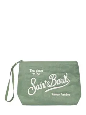 MC2 SAINT BARTH Linen Pochette With Embroidered Logo - Fa01