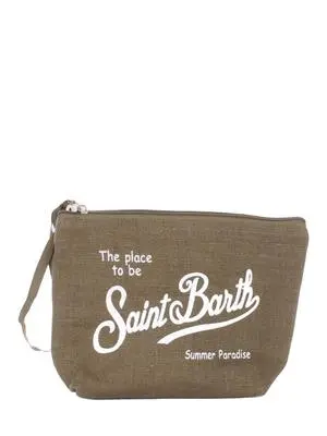 MC2 SAINT BARTH MC2 Saint Barth Aline Striped Linen Pochette Olive