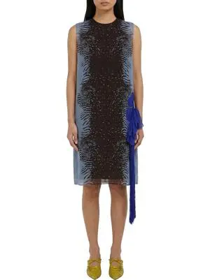 FERRAGAMO Sleeveless Printed Midi Dress - Gnawed Blue