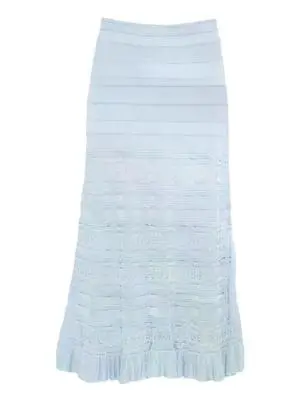 Sandro Textured Ruffled Maxi Skirt - Blue