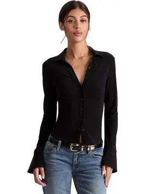 Alice + Olivia Freya Button-down Top - Black