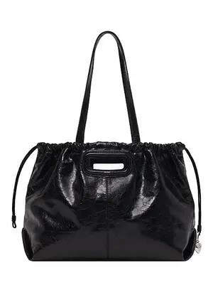 Maje M Crackled Leather Tote Bag - Black