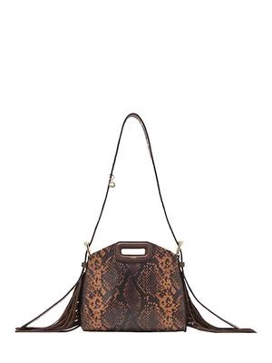 Maje Miss M Mini Snake-Print Leather Shoulder Bag Brown Snake Print