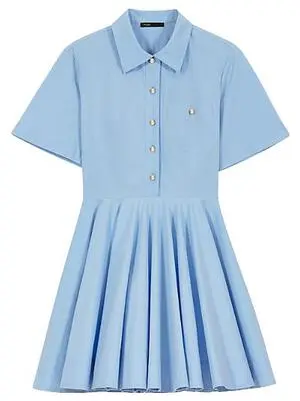 Maje Flared Pocket Shirt Dress - Blue Sky