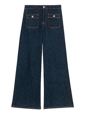 Maje Straight-leg High-rise Denim Jeans - Navy