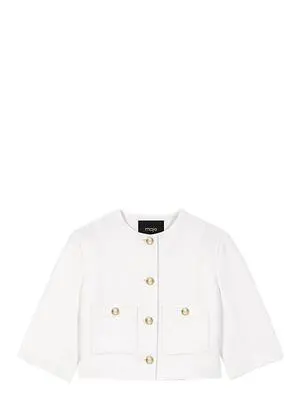 Maje Cropped Linen-blend Jacket - White