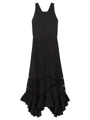 Claudie Pierlot Round-neck Pleated Midi Dress - Black