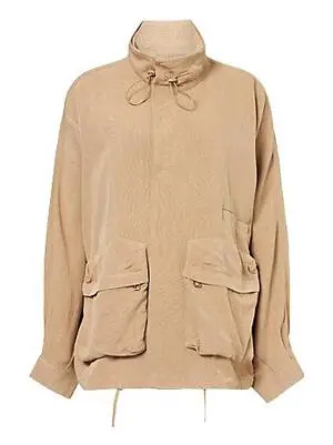 THE FRANKIE SHOP Breya Funnel-neck Linen-blend Jacket - Beige