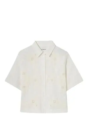 Claudie Pierlot Embroidered Short-sleeve Shirt - Ecru
