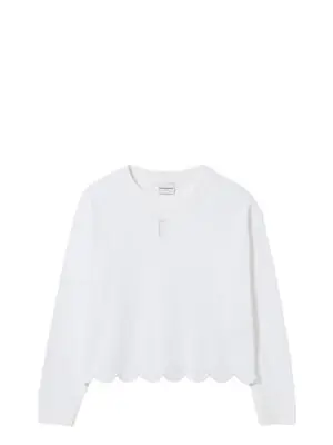 Claudie Pierlot Branded Scalloped-hem Cotton-jersey Sweatshirt - Ecru