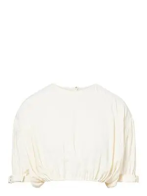 Rabanne Silk-blend Cropped Blouse - Ecru