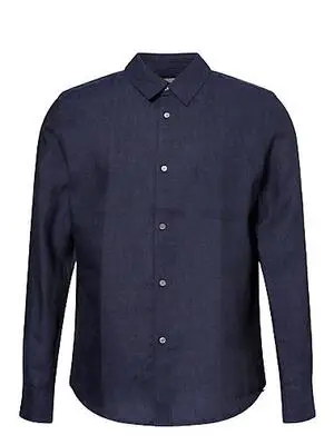 Derek Rose Monaco Long-sleeve Linen Shirt - Navy