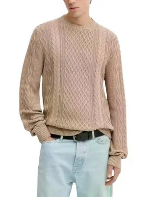 Tommy Hilfiger Crew Neck Cable-knit Sweater - Neutrals