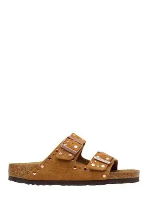 BIRKENSTOCK Arizona Rivets Suede Sandal - Tan