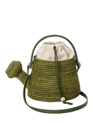 Loewe X Paula's Ibiza Raffia Watering Can Shoulder Bag - Green