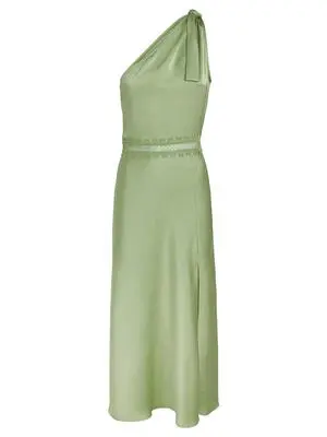 Claudie Pierlot Satin Asymmetric Maxi Dress - Green
