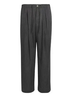 WOOYOUNGMI Wool-blend Pinstripe Wide-leg Trousers - Grey