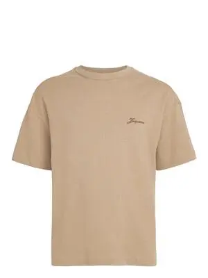 Jacquemus Cotton Embroidered Brodero T-shirt Beige