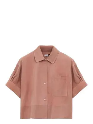 Loewe X Paula's Ibiza Suede Short-sleeve Shirt - Pink