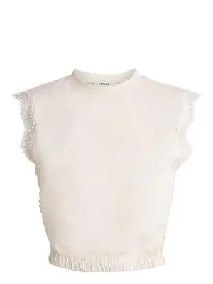 Sandro Cotton Lace Tank Top - Beige