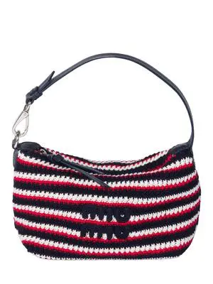 Miu Miu Crochet And Leather Logo Pouch - Blue