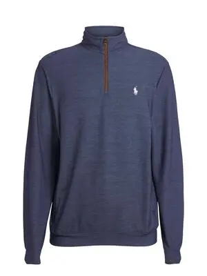 Rlx Ralph Lauren Mesh Quarter-zip Sweatshirt - Navy
