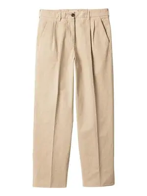 Miu Miu Cotton Gabardine Pleated Trousers - Neutral