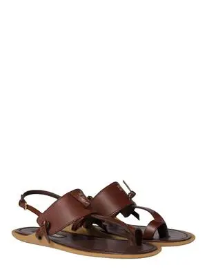 Miu Miu Leather Slingback Sandals - Brown