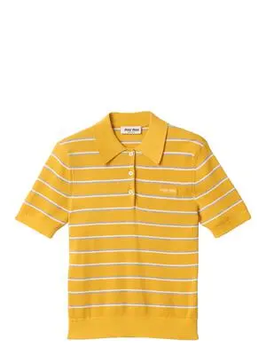 Miu Miu Cotton Stripe Polo Shirt - Yellow