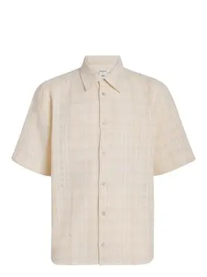 WON HUNDRED Cotton-blend Check Short-sleeve Shirt - Ivory