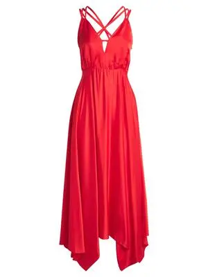 Sandro Asymmetric Maxi Dress - Red